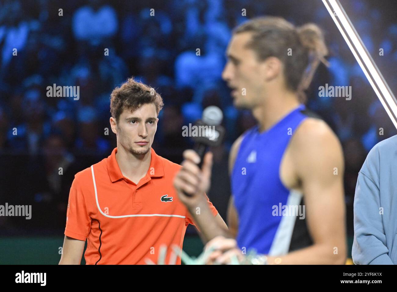 Paris, France. 03rd Nov, 2024. French tennis player, Ugo Humbert, loses the final of the Rolex ...