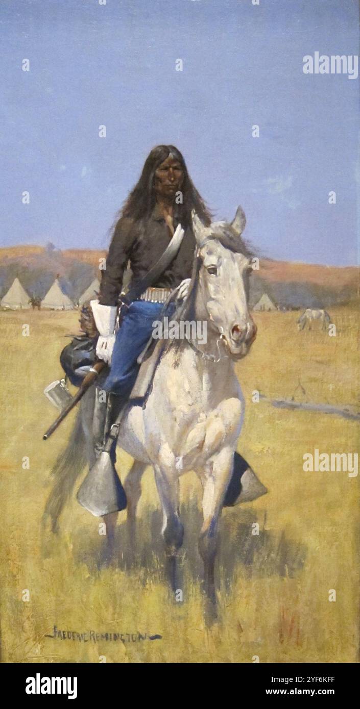 Mounted Indian Scout, Painting by Frederic Remington Stock Photo - Alamy