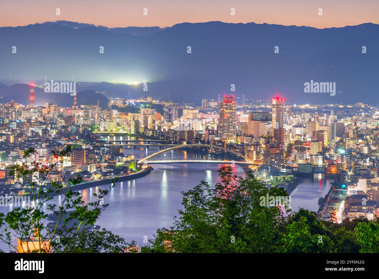Kochi, Shikoku, Japan downtown city skyline at dusk Stock Photo - Alamy