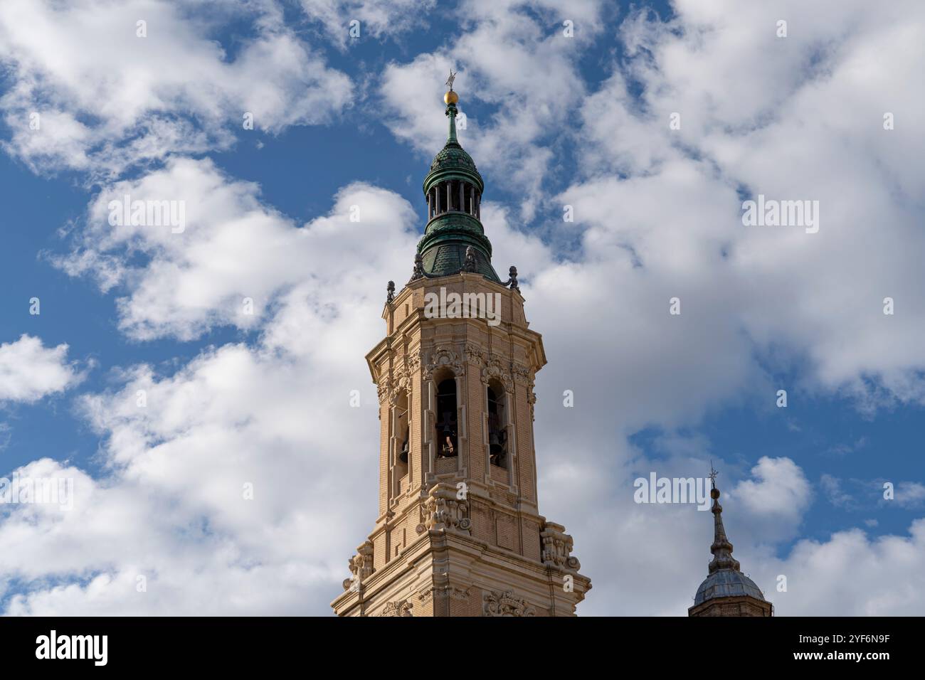 Tower of Basilica del Pilar, a fine example of Mudejar architecture ...