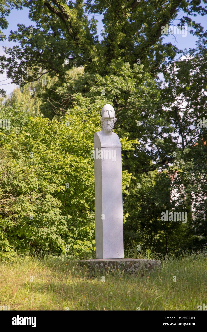 White marble sculpture (herm) of Greek general Themistocles in the ...