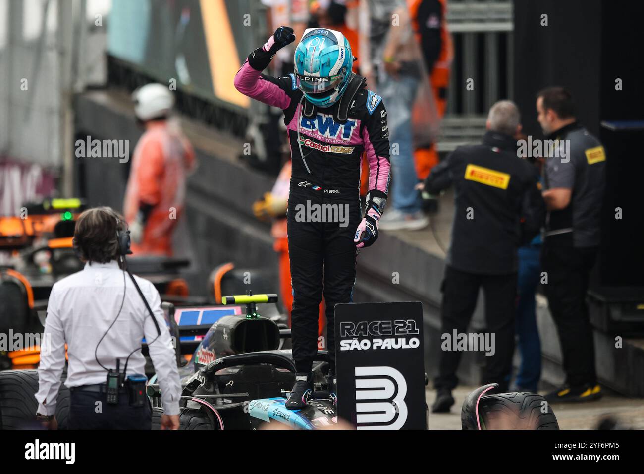 GASLY Pierre (fra), Alpine F1 Team A524, portrait celebrates the podium ...