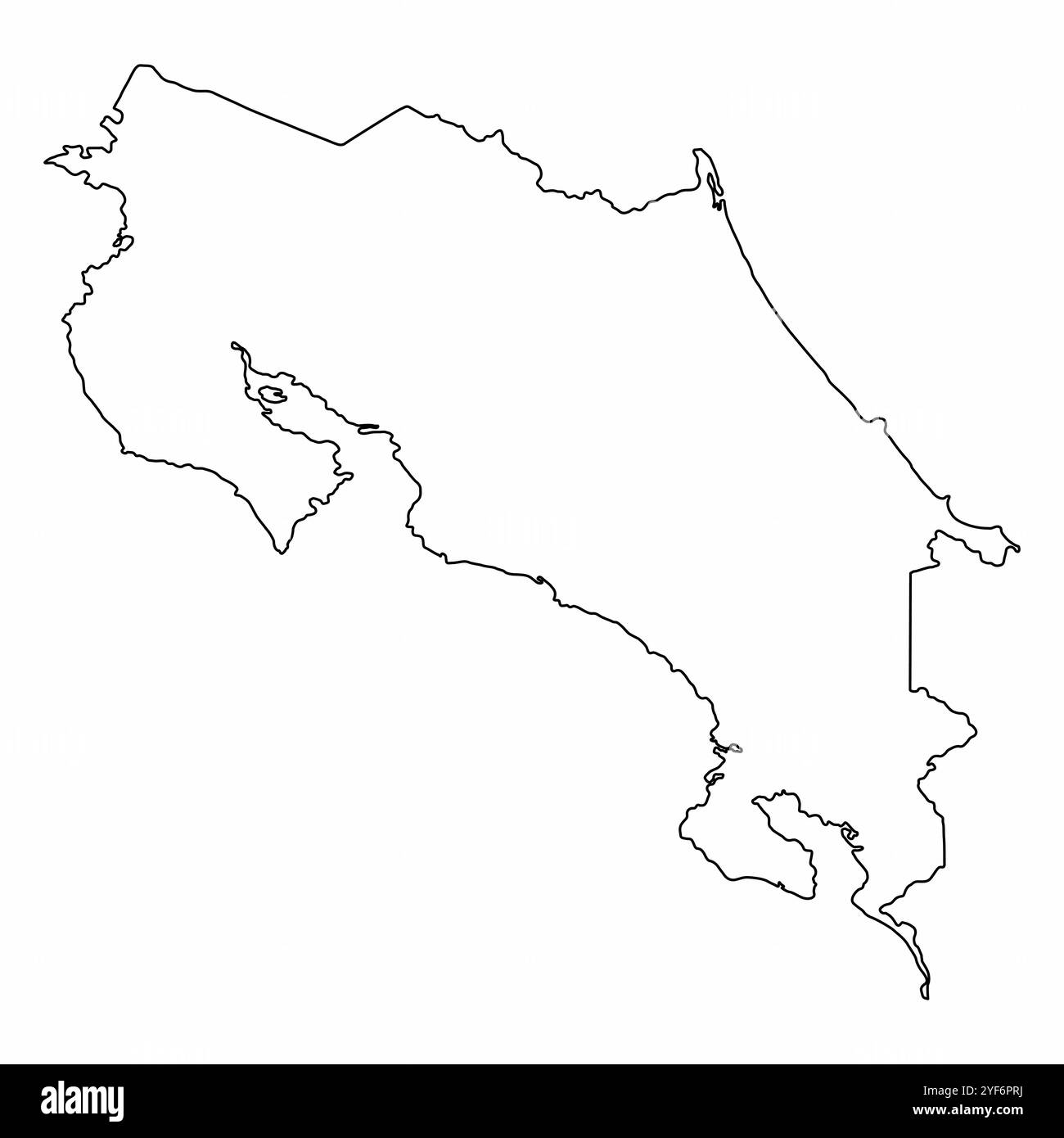 Costa Rica outline map isolated on white background Stock Vector Image ...