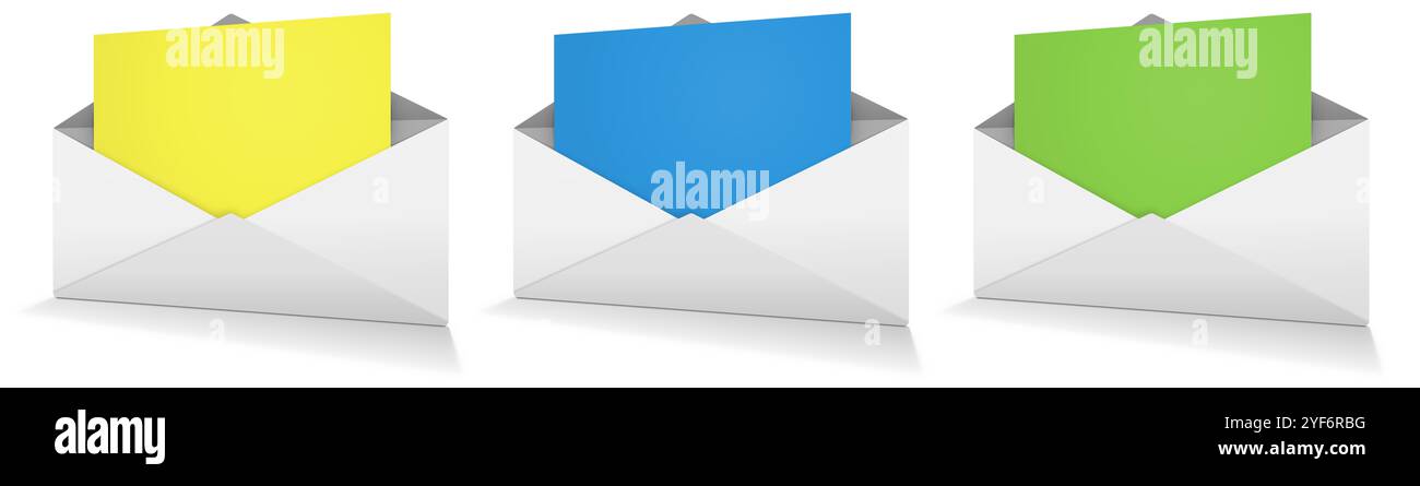 Three Postal envelope blank template color for presentation layouts and ...