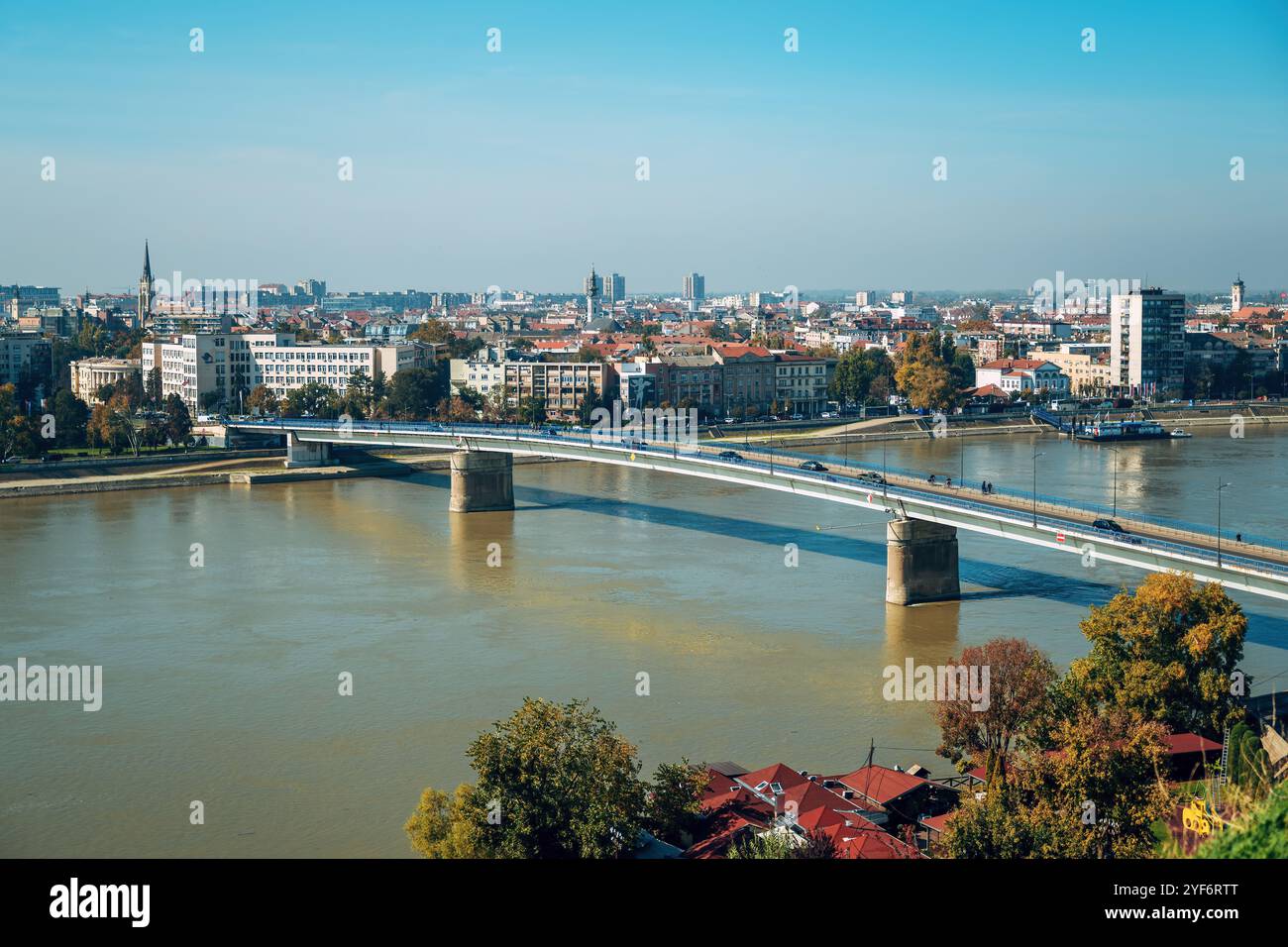 Novi Sad, Serbia - October 23, 2024: The new Varadin bridge also known ...