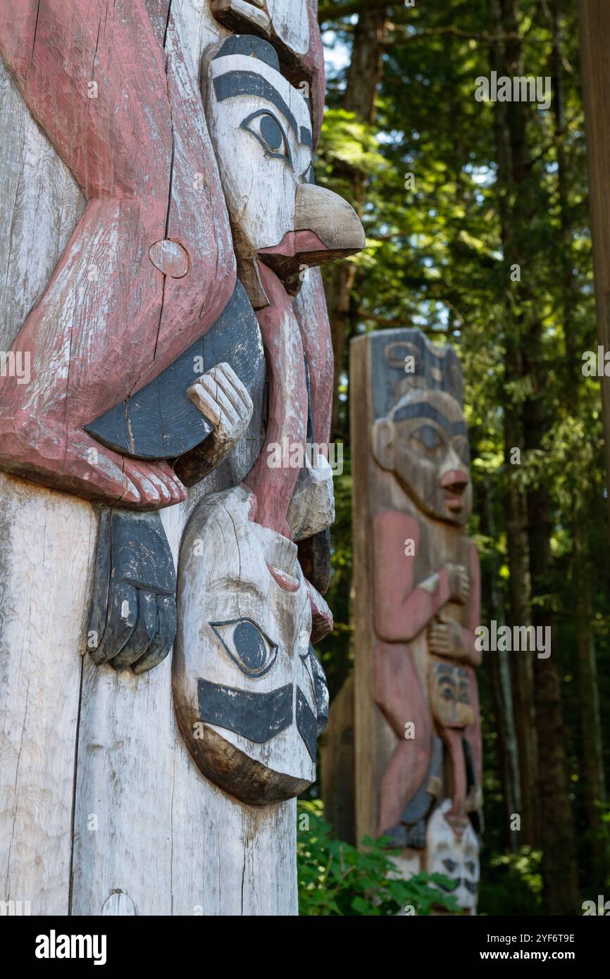 Alaska, Sitka. Sitka National Historical Park, Totem Trail, home to an ...