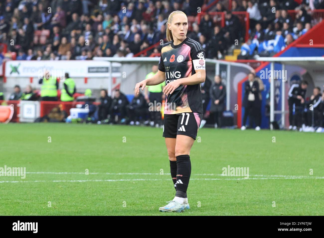 Captain Janice Cayman (Leicester 11) during the WSL game between ...
