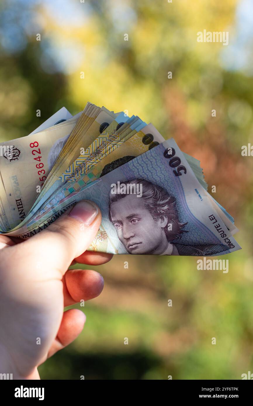 Romanian LEI Currency Banknote. RON Money Currency Stock Photo - Alamy