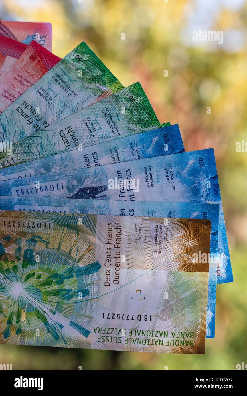 Swiss franc Currency Banknote. CHF Money Currency Stock Photo - Alamy