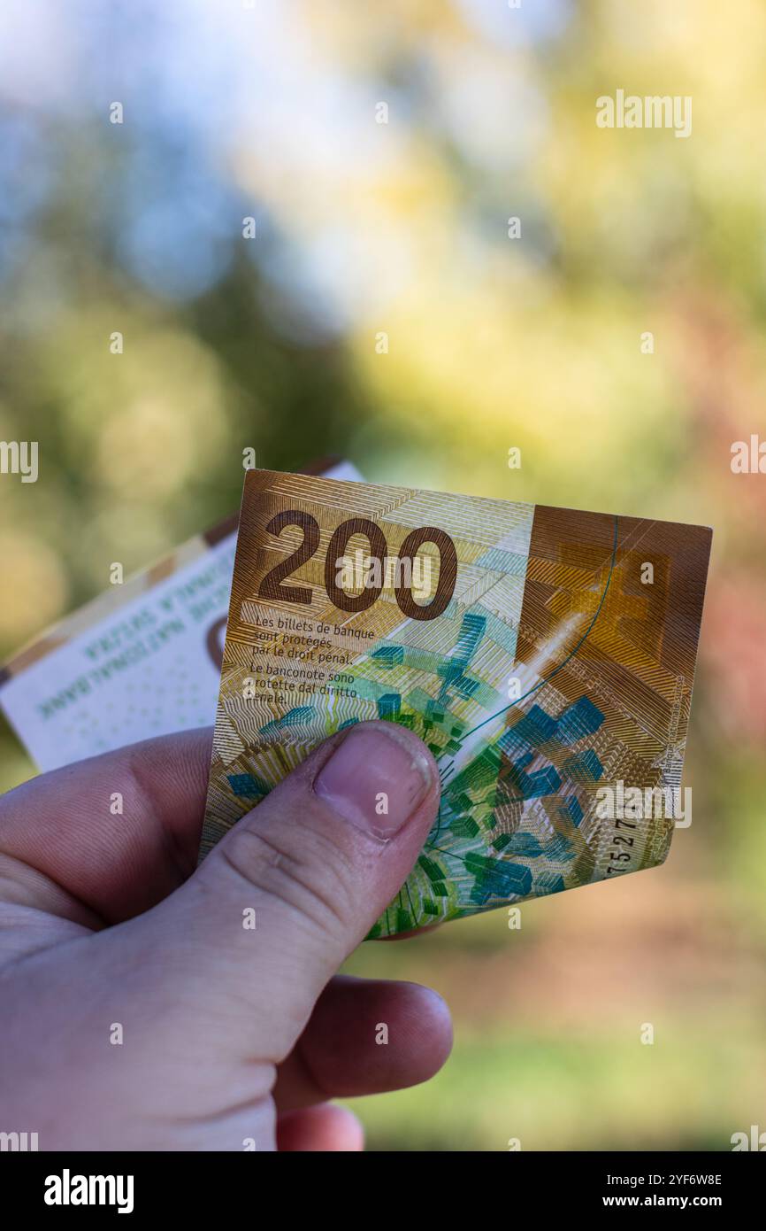 Swiss franc Currency Banknote. CHF Money Currency Stock Photo - Alamy