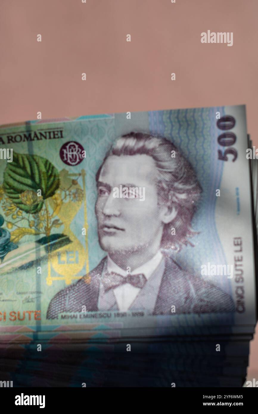 Romanian LEI Currency Banknote. RON Money Currency Stock Photo - Alamy