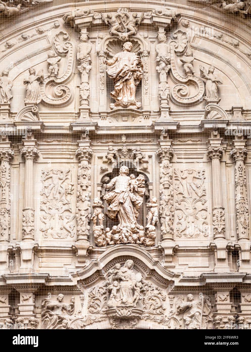 Elaborate sculptures adorn the exterior of the Concatedral de Santa ...