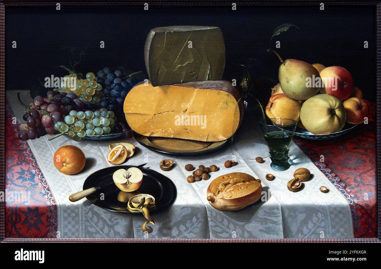 Still Life with Cheese, Fruit, Bread and Nuts, 1616, Floris van Dijck ...