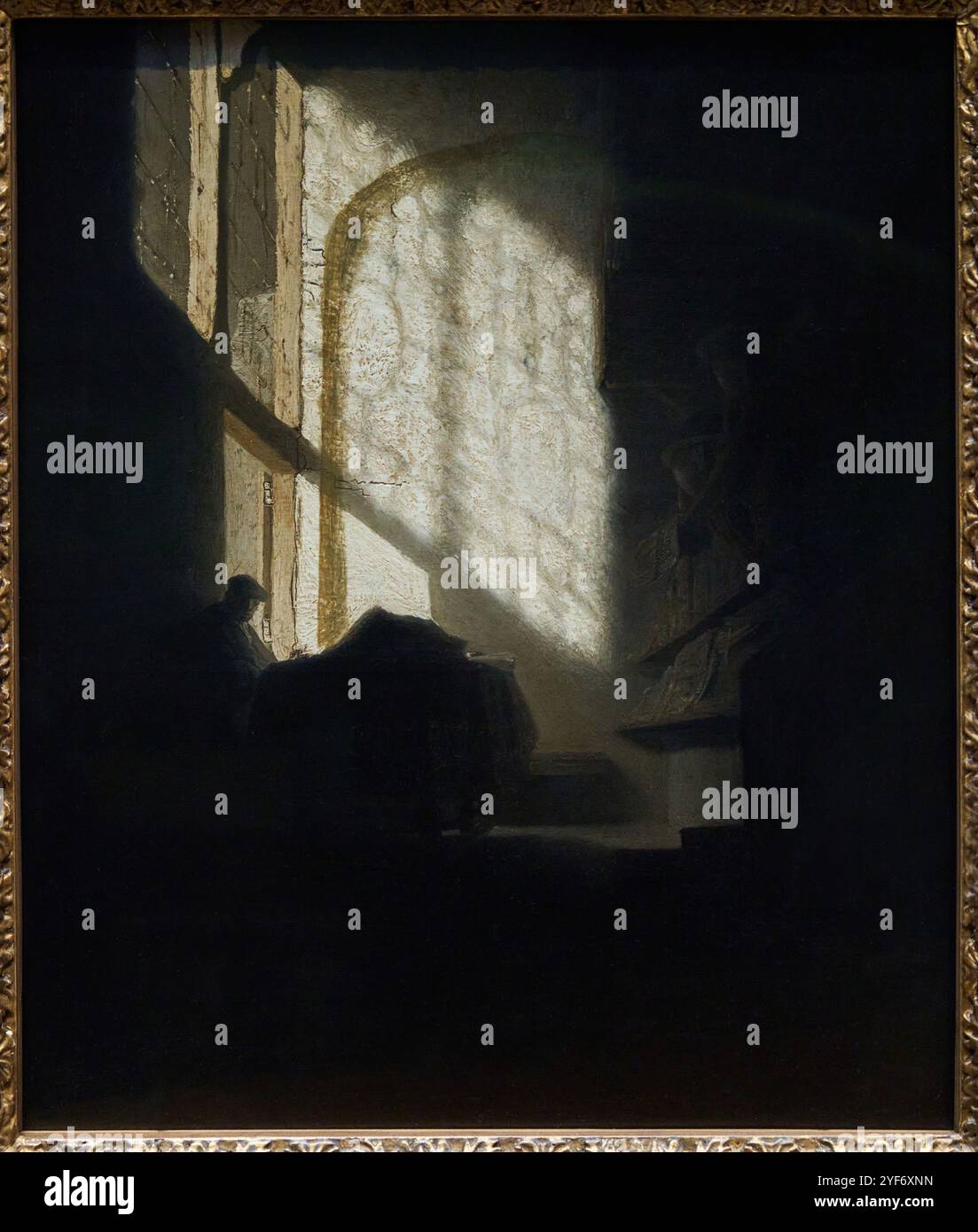 A Man seated reading at a Table in a Lofty Room, about 1628-1630 ...