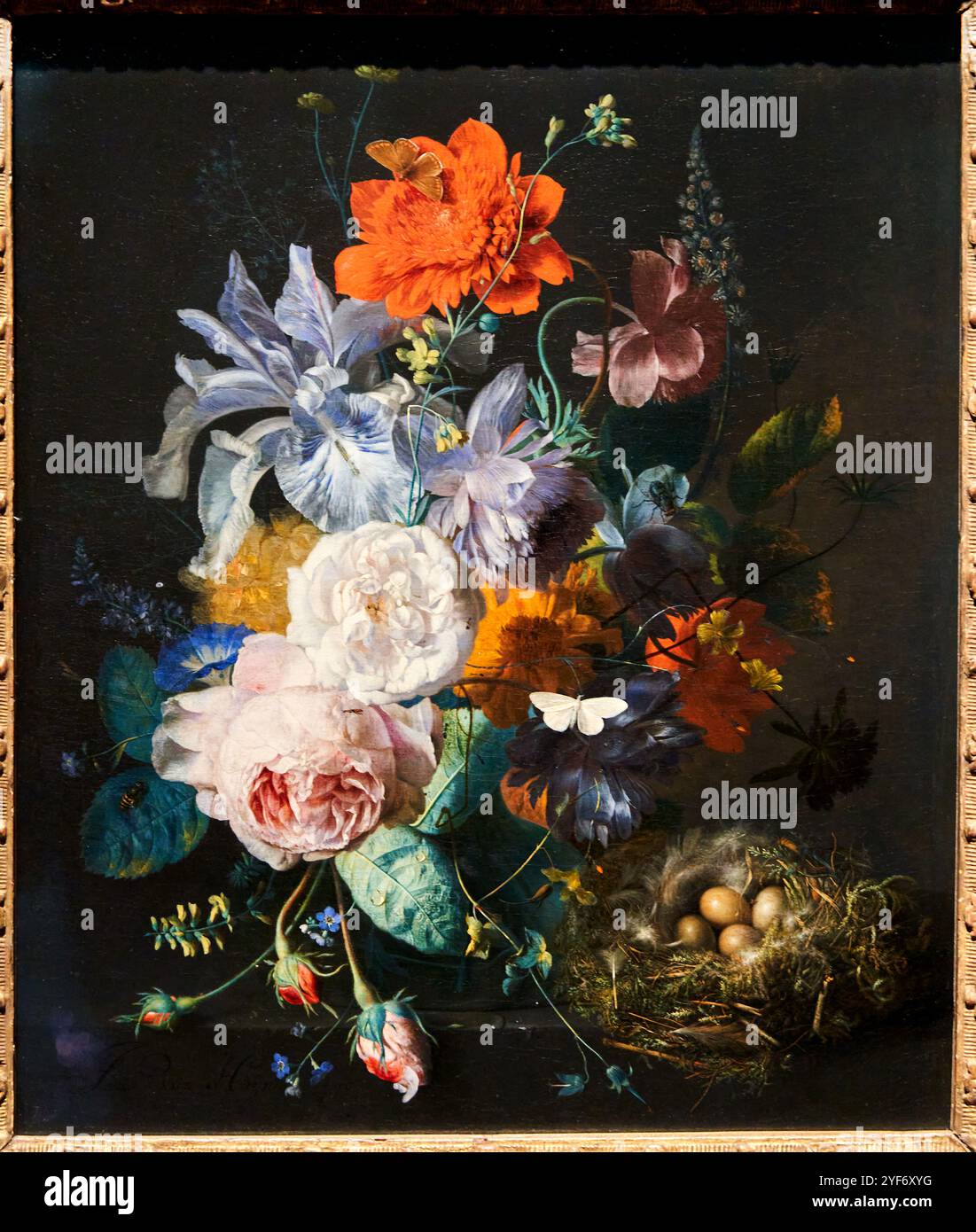 Glass Vase with Flowers, with a Poppy and a Finch Nest, about 1720-1721 ...