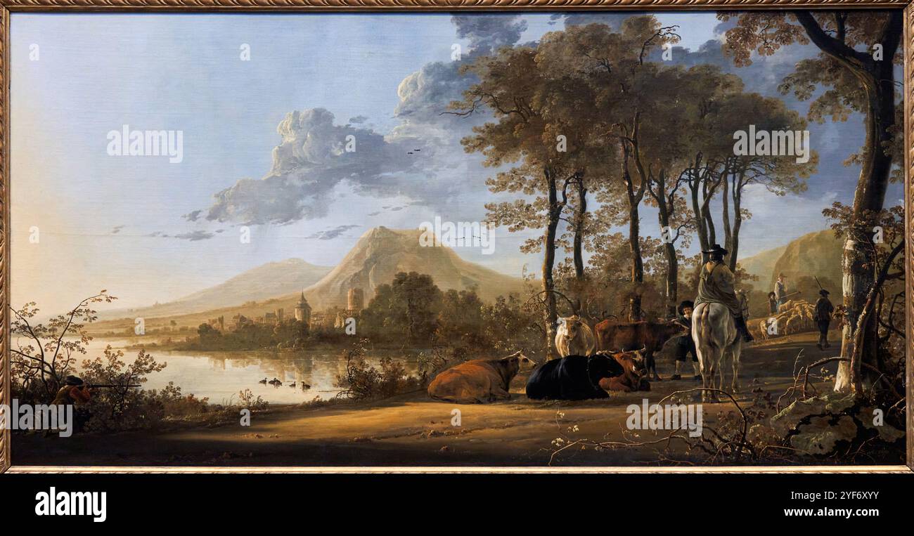 River Landscape with Horseman and Peasants, about 1658-1660, Aelbert ...