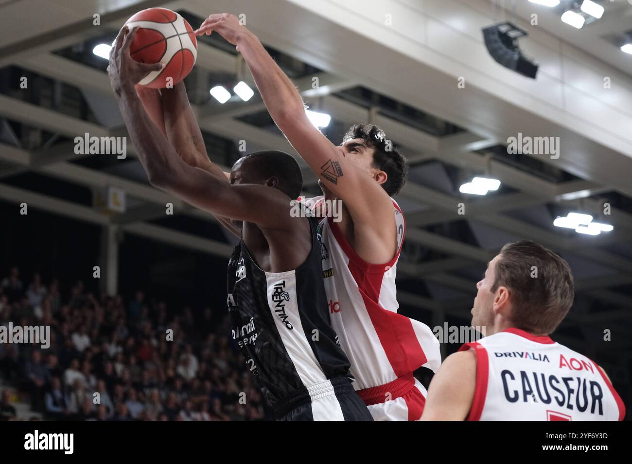 Selom Mawugbe of Dolomiti Energia Trentino take the rebound during the ...