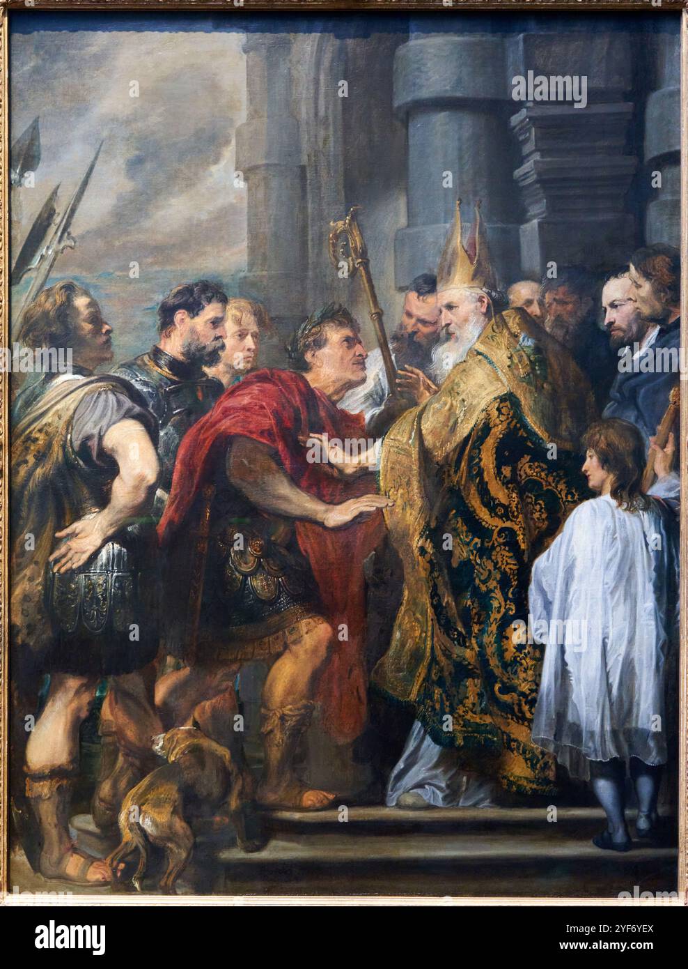 St Ambrose barring Theodosius from Milan Cathedral, about 1619-1620 ...