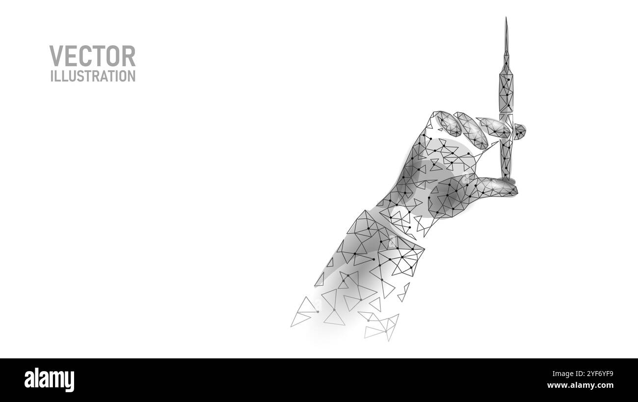 Low poly woman with medical syringe. Polygonal rejuvenating facial ...