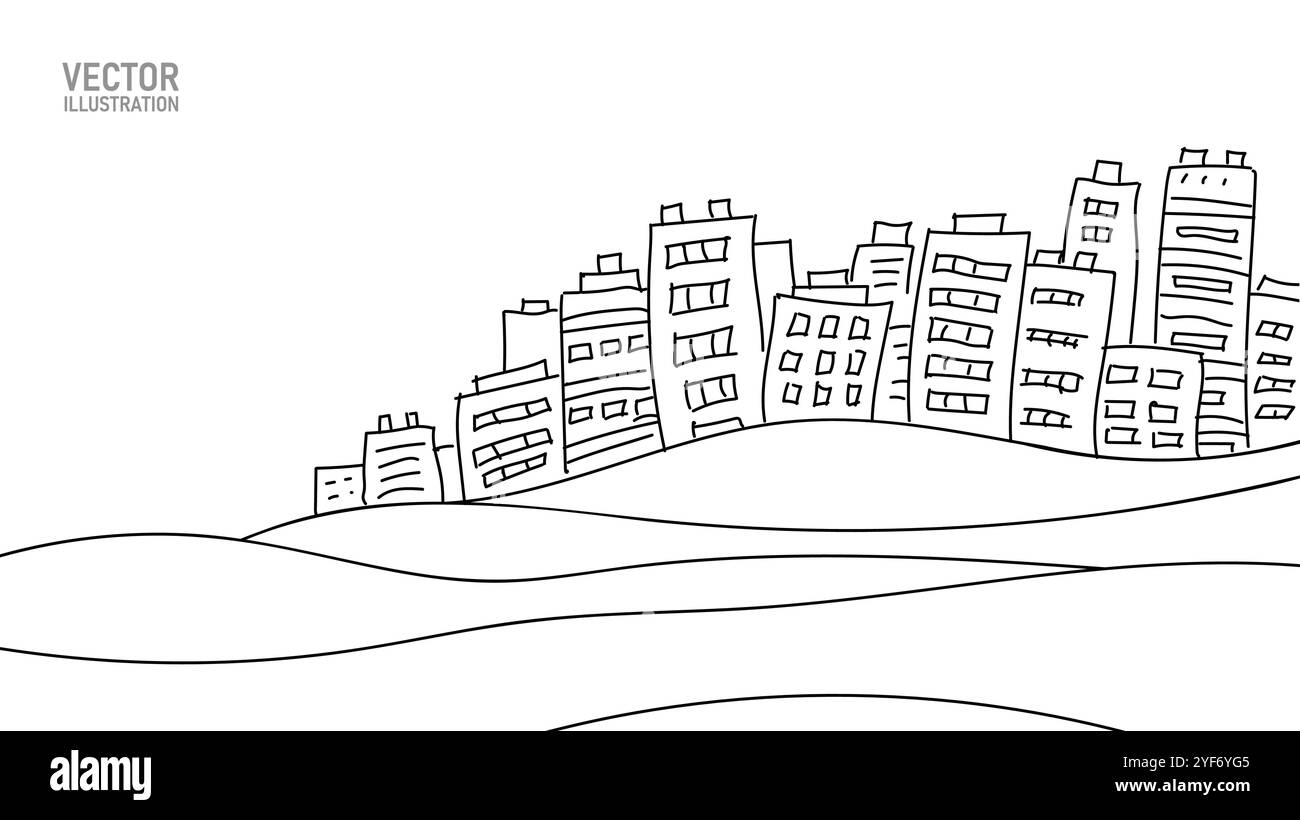Line art city building construction. Architecture house urban apartment ...