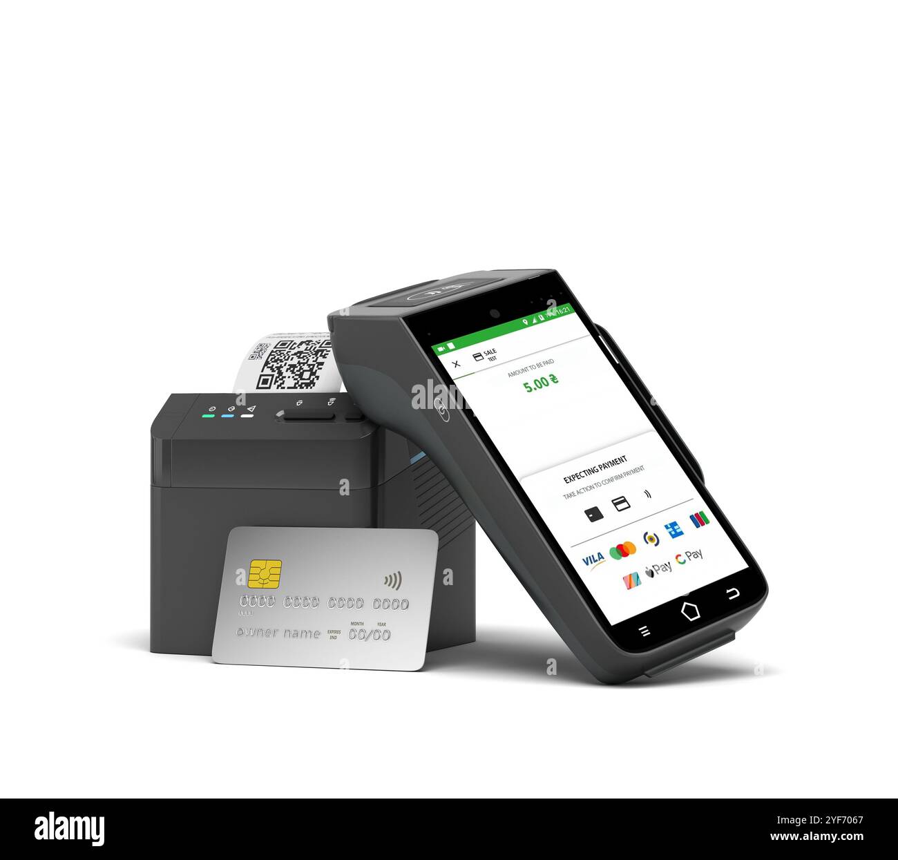 contactless payment by card through the payment receipt terminal 3d ...