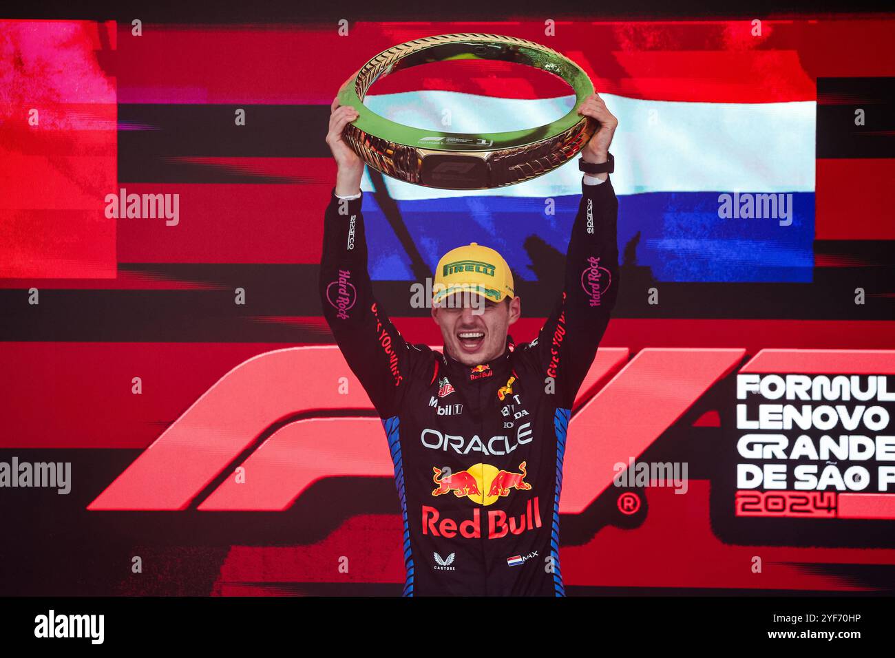 VERSTAPPEN Max (ned), Red Bull Racing RB20, portrait celebrating ...
