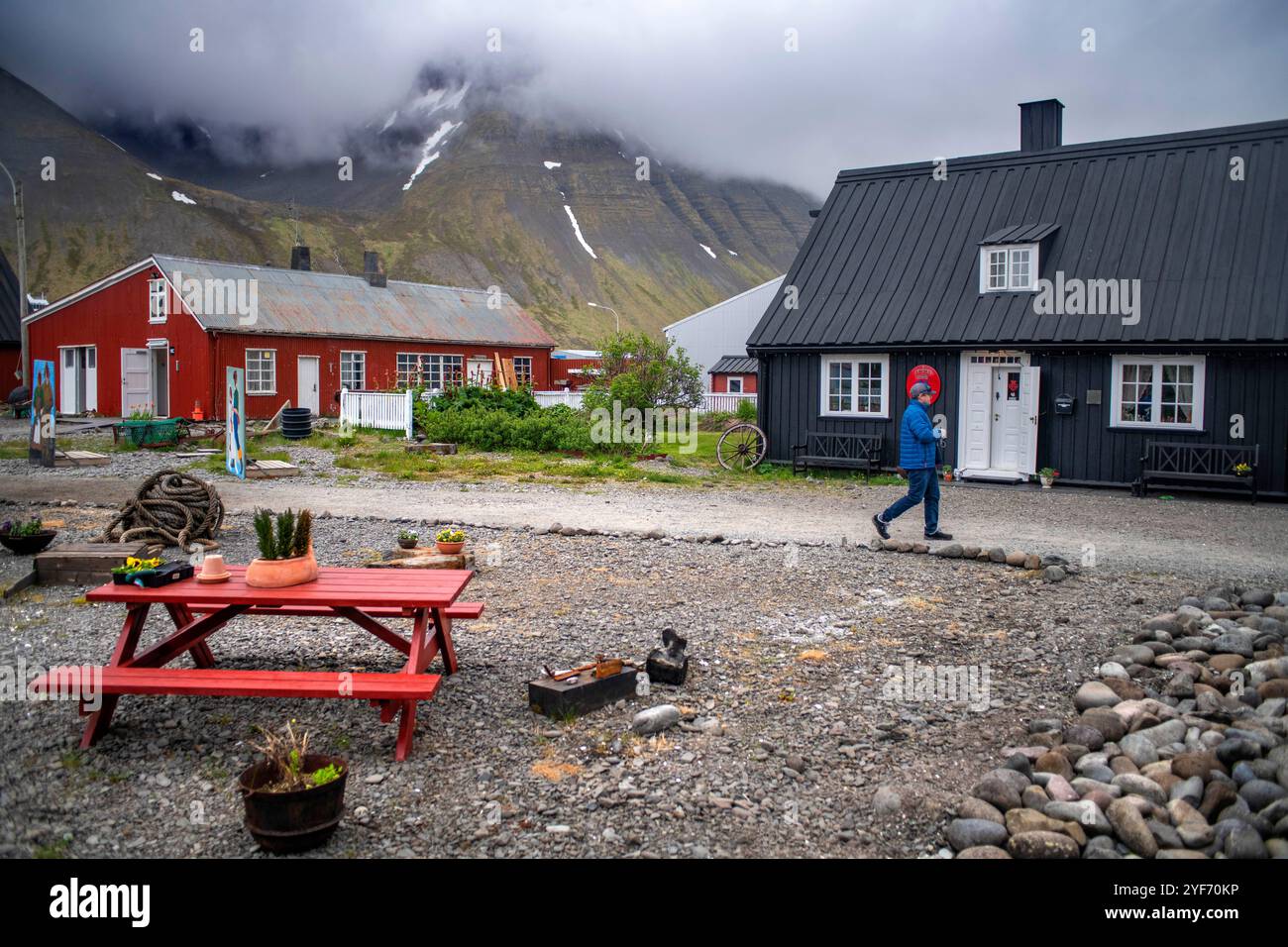 Old boats and houses at Isafjordur, West Fjords, Iceland, Polar Regions ...