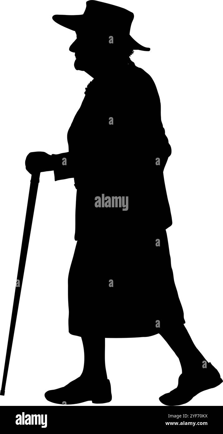 silhouette of old woman walking, old age Stock Vector Image & Art - Alamy