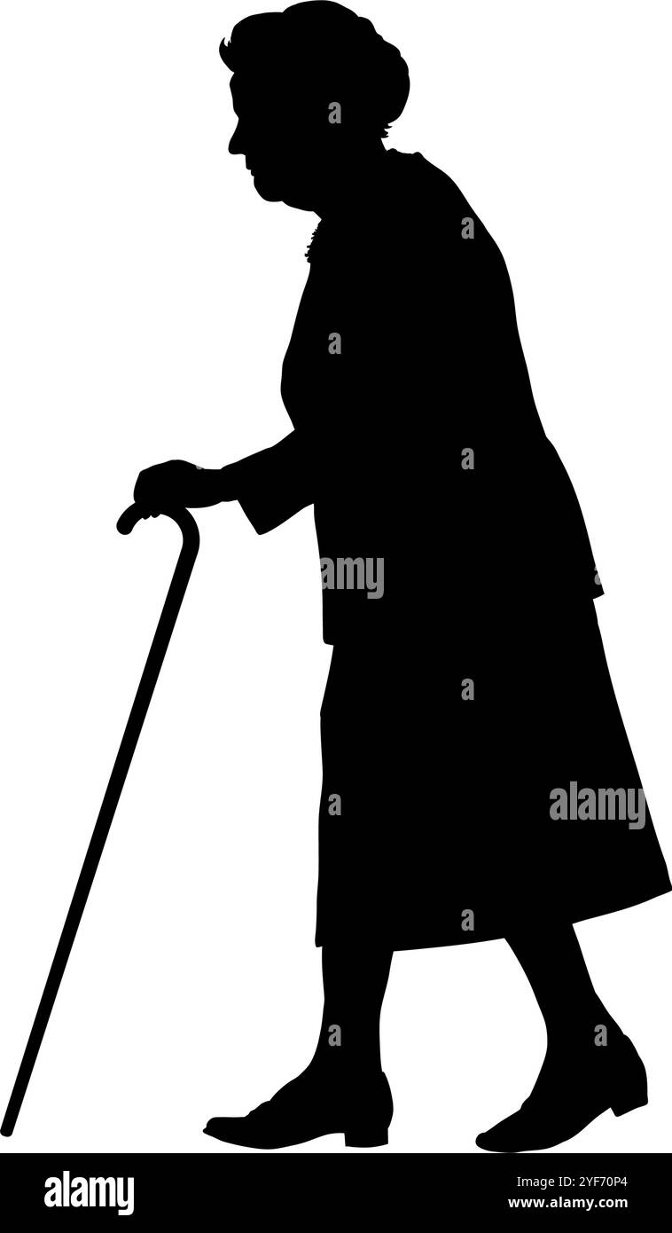 silhouette of old woman walking, old age Stock Vector Image & Art - Alamy