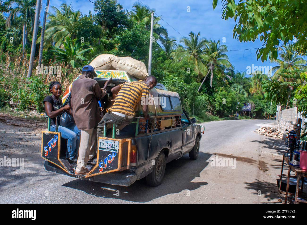 Tap tap taxi in Cayes-de-Jacmel, Cayes de Jacmel, Jacmel, Haiti Stock ...
