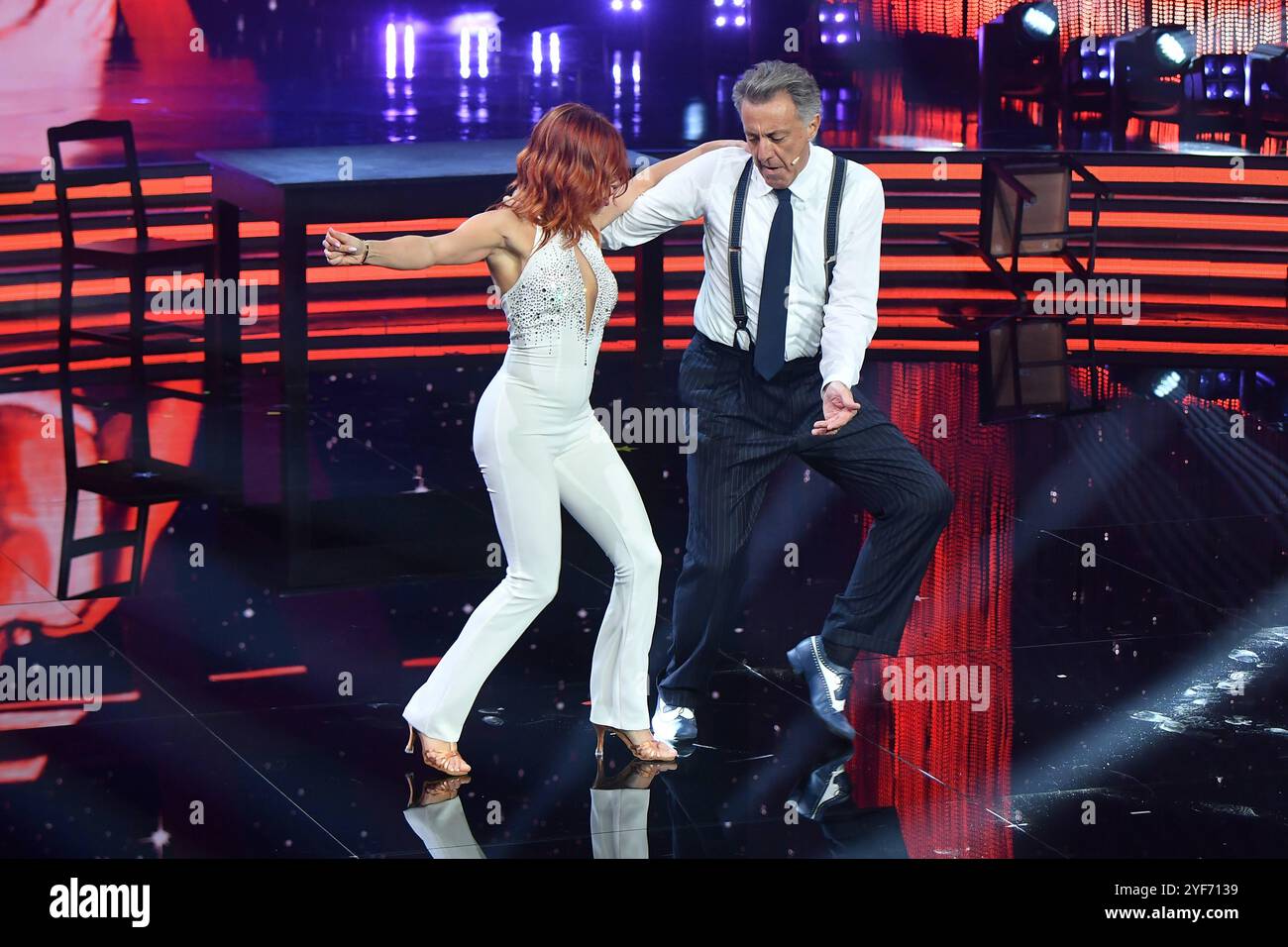 Rome: Rai Studios Auditorium Foro Italico. Broadcast Dancing with the Stars. In the photo: Luca ...