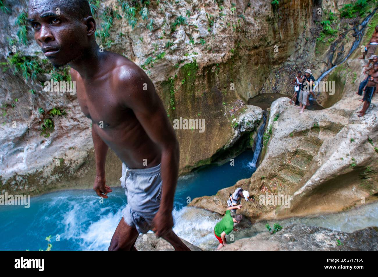 Exploring the cobalt waters of Bassin Bleu waterfall composed of bassin ...