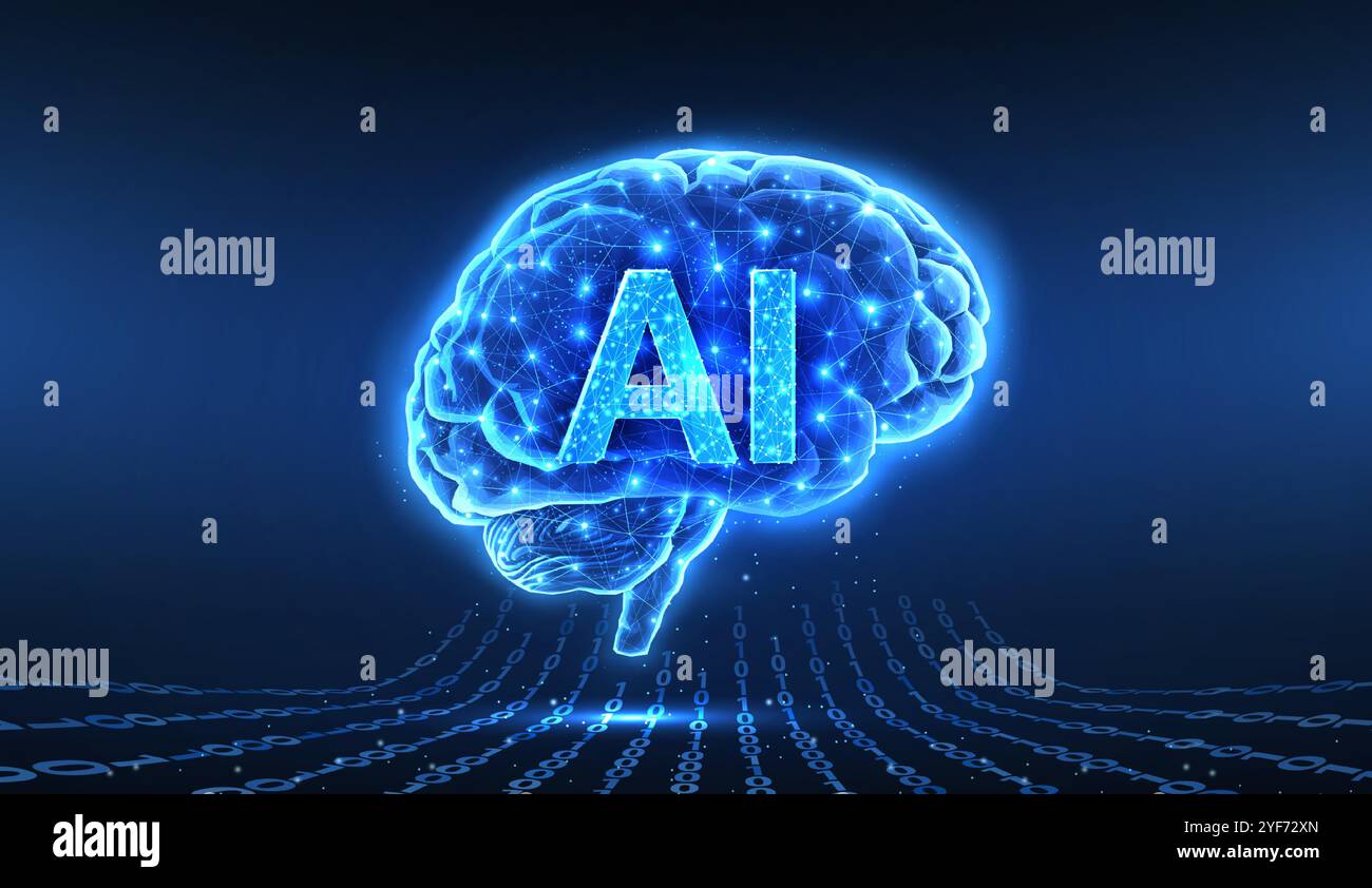 Digital brain with letters AI. Artificial intelligence, Brain science, Nervous system Stock ...