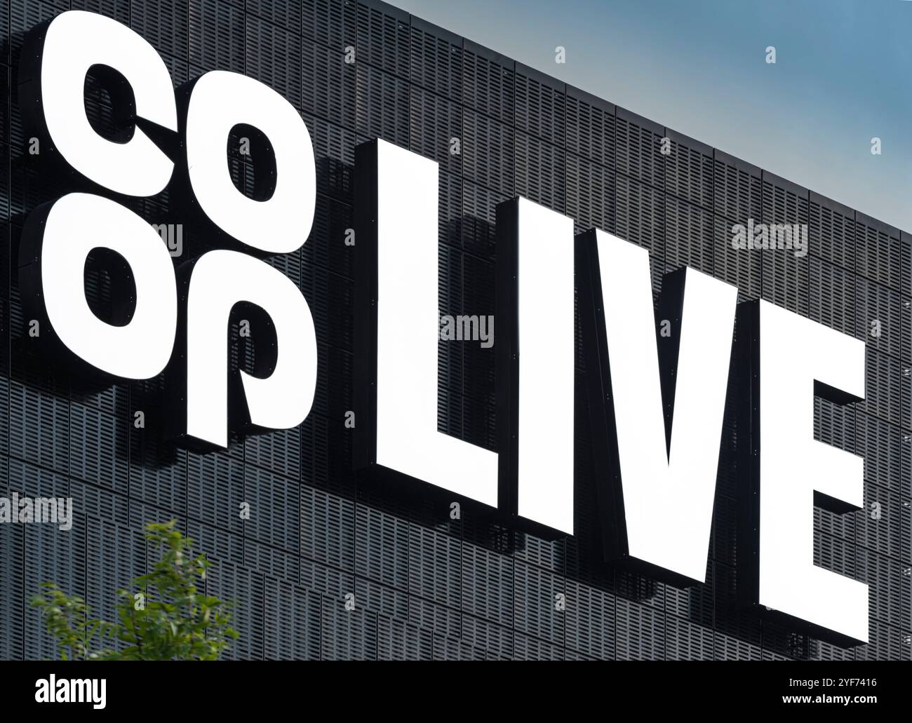 Co-oP Live logo on the exterior of the Co-oP Live Arena, Etihad Campus ...
