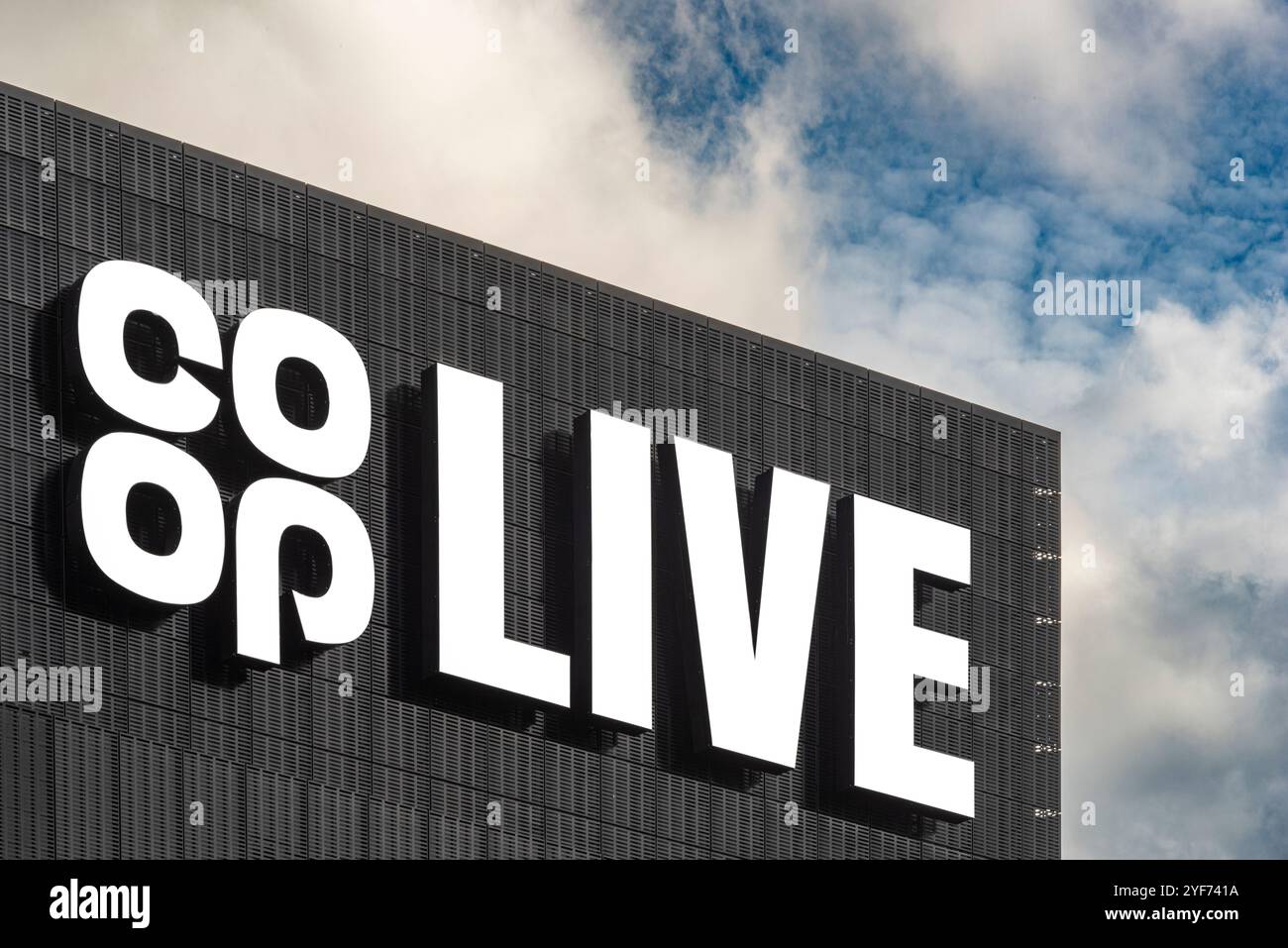 Co-oP Live logo on the exterior of the Co-oP Live Arena, Etihad Campus ...