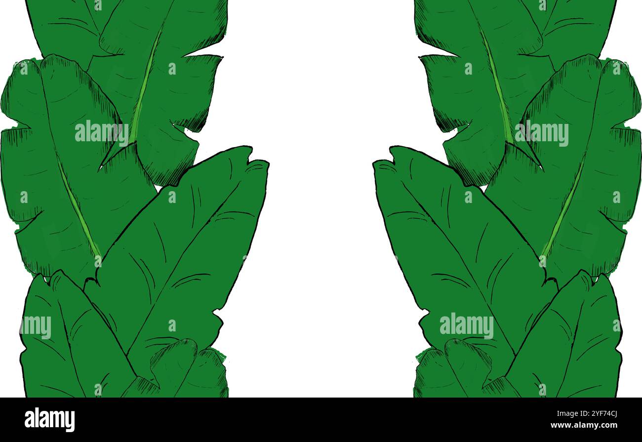 African tropical leaf frame vertical seamless border pattern. Vector ...