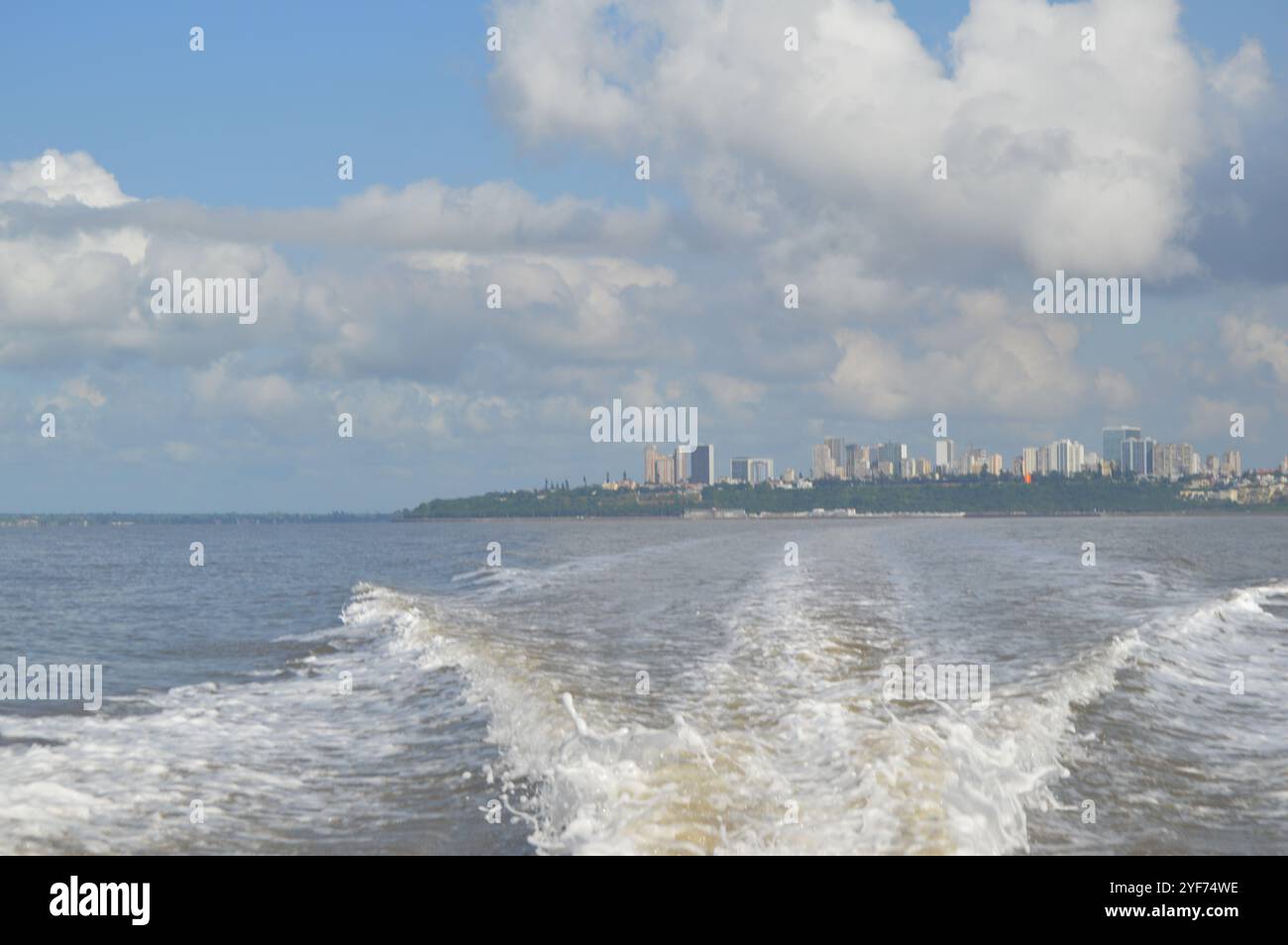 Maputo city skyline , sky line view from a distance on a boat trip to ...
