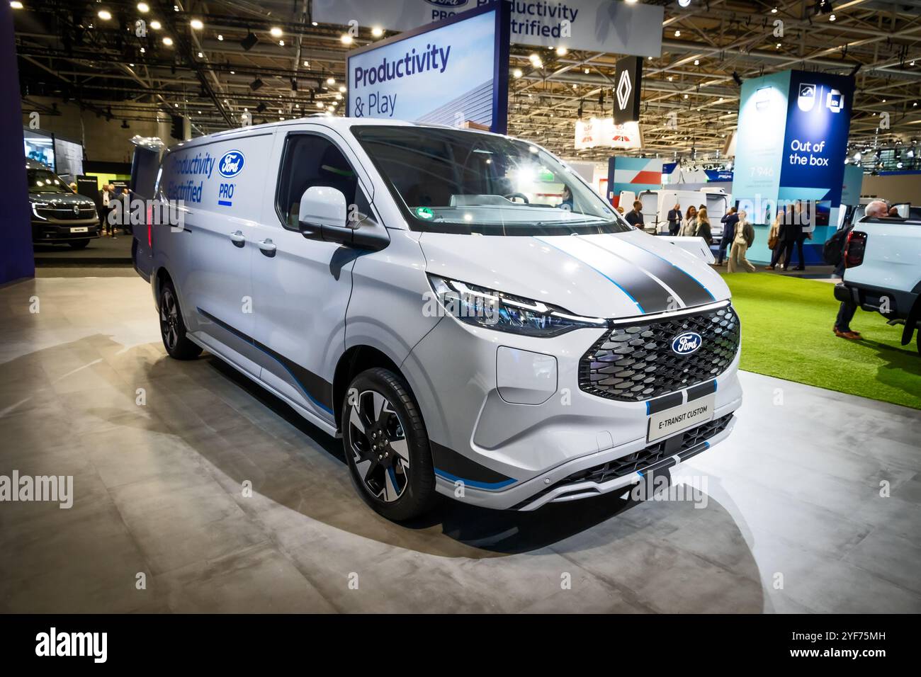 Ford E-Transit Custom electric van at the Hannover IAA Transportation ...