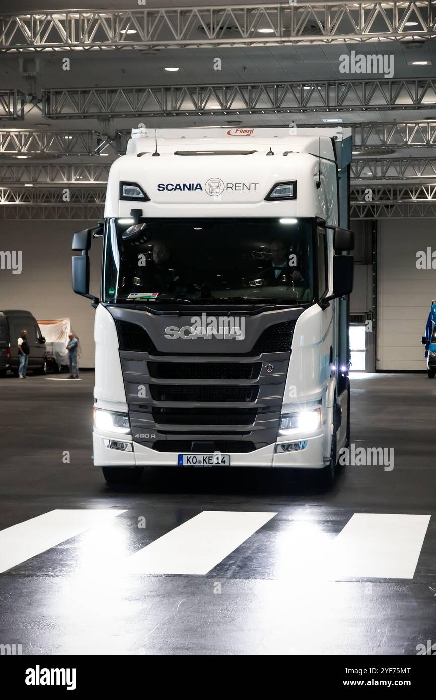 Scania Super 460 R (2025) truck driving at the Hannover IAA ...