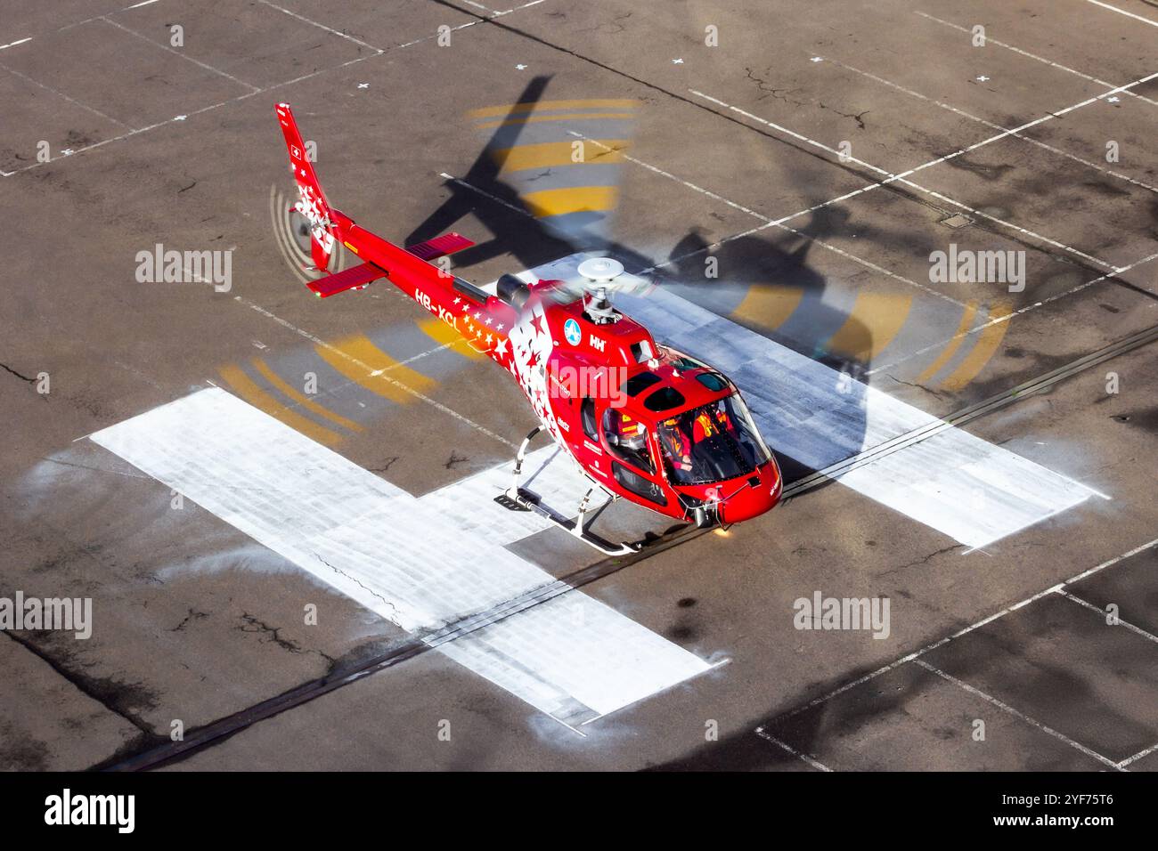 Airbus Helicopters H125 helicopter from Air Zermatt arriving on the ...