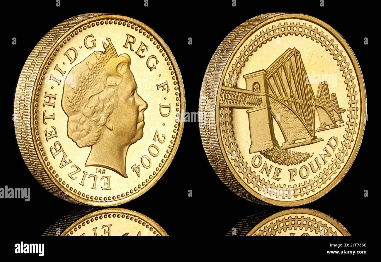 2004 UK £1 coin with a Forth Railway Bridge design by Edwina Ellis. The ...