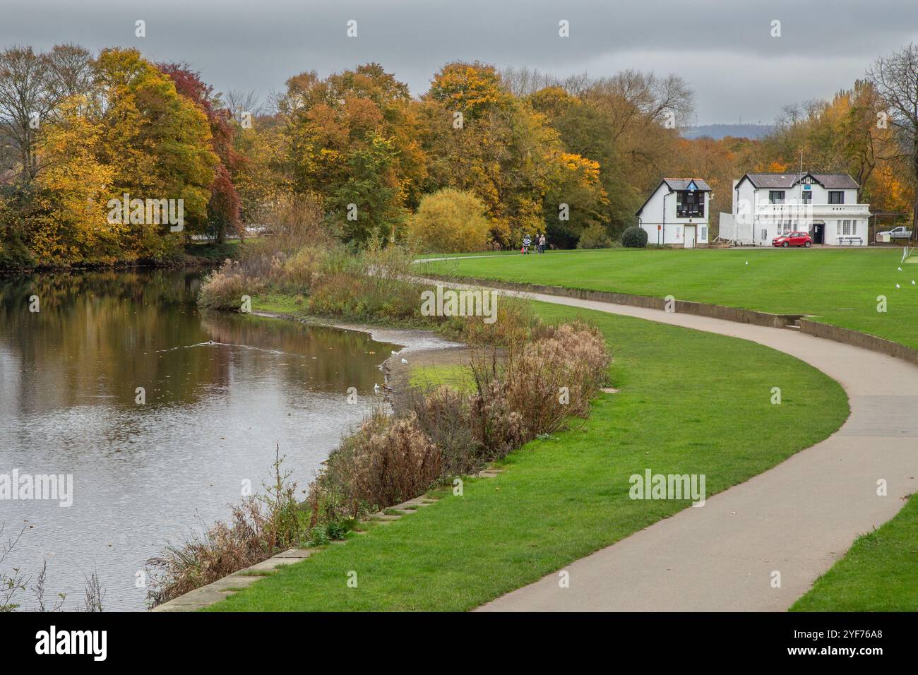 A riverside path running alongside the River Aire in Roberts Park ...