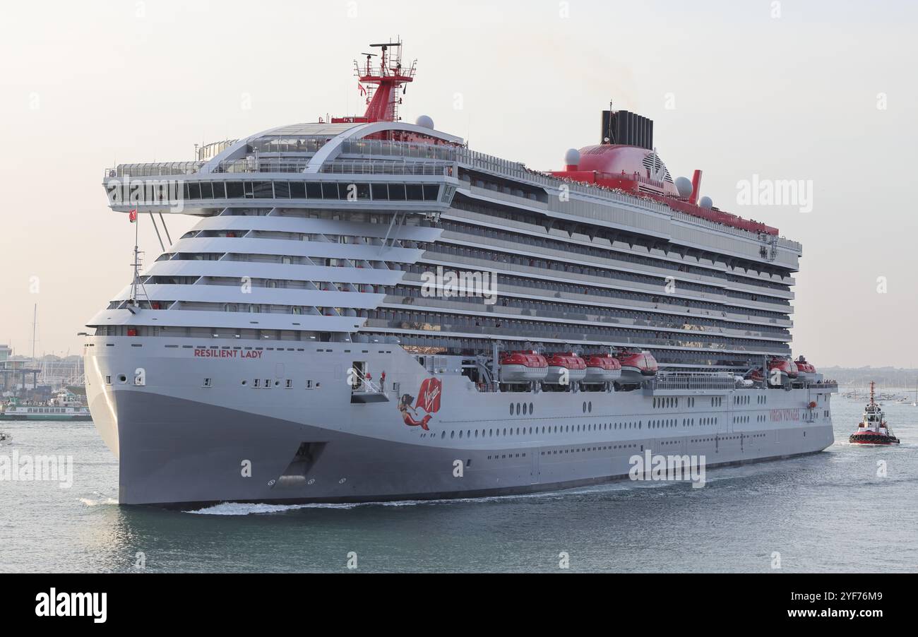 The Virgin Voyages passenger cruise ship MS RESILIENT LADY departs from ...