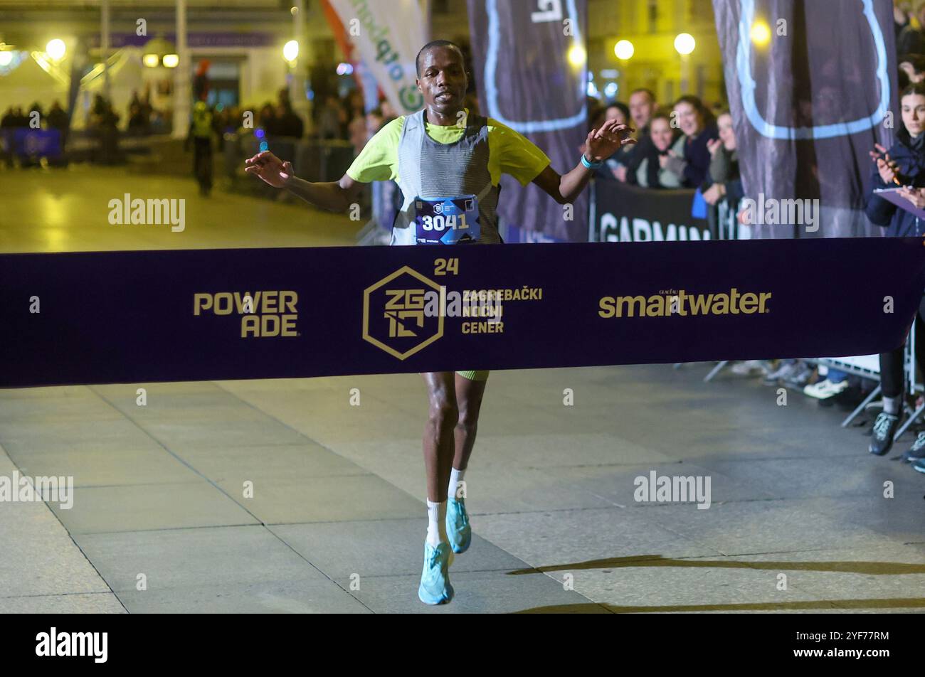 Zagreb, Croatia. 03rd Nov, 2024. Albert Kipkorir Tonui crosses the ...