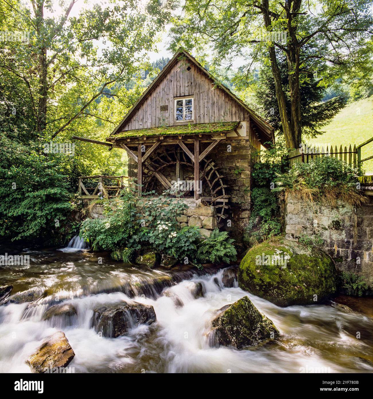 Vintage Mühle am Rain water mill, built 1875, river, Black Forest ...