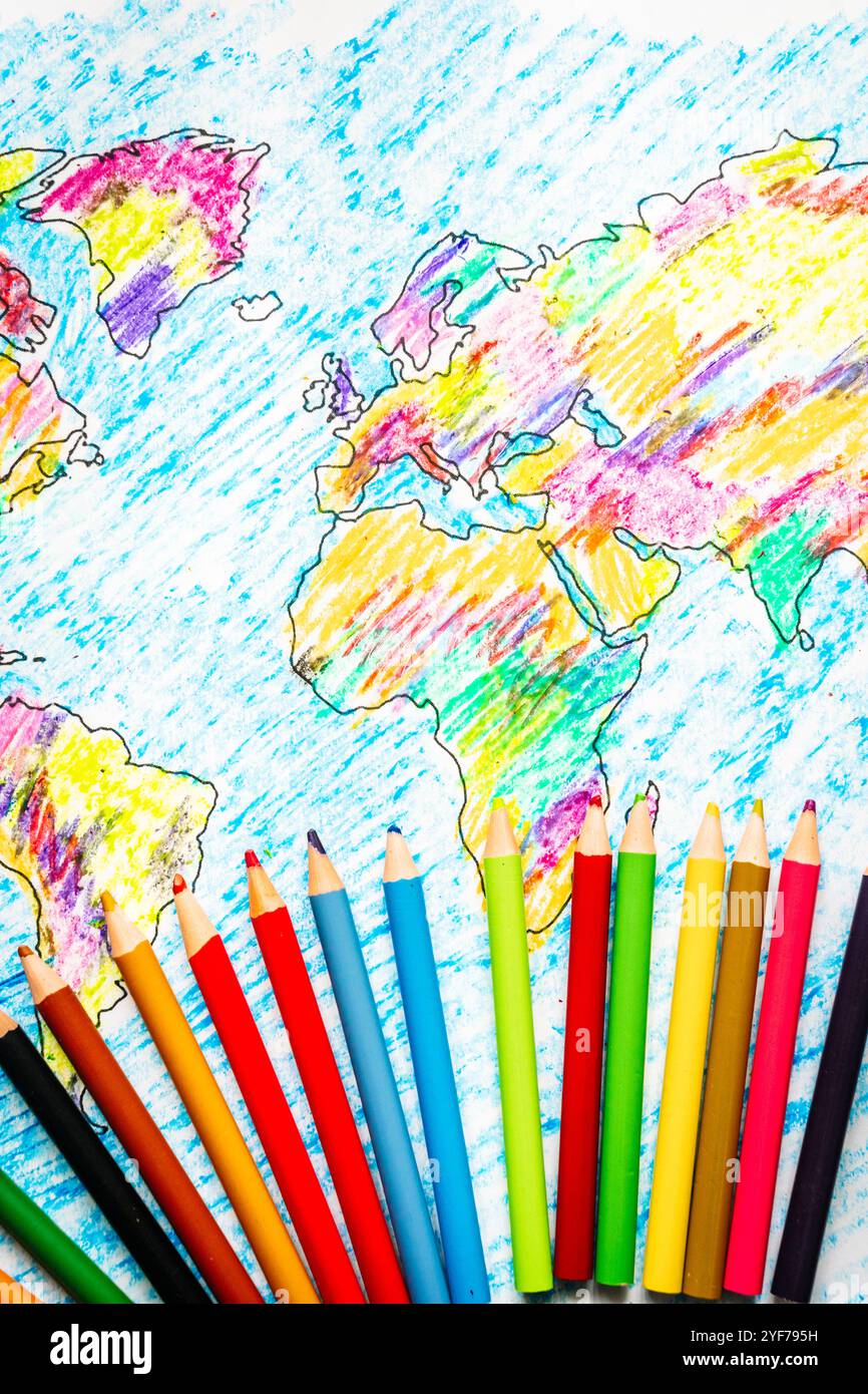 Kids painting the world map hi-res stock photography and images - Alamy