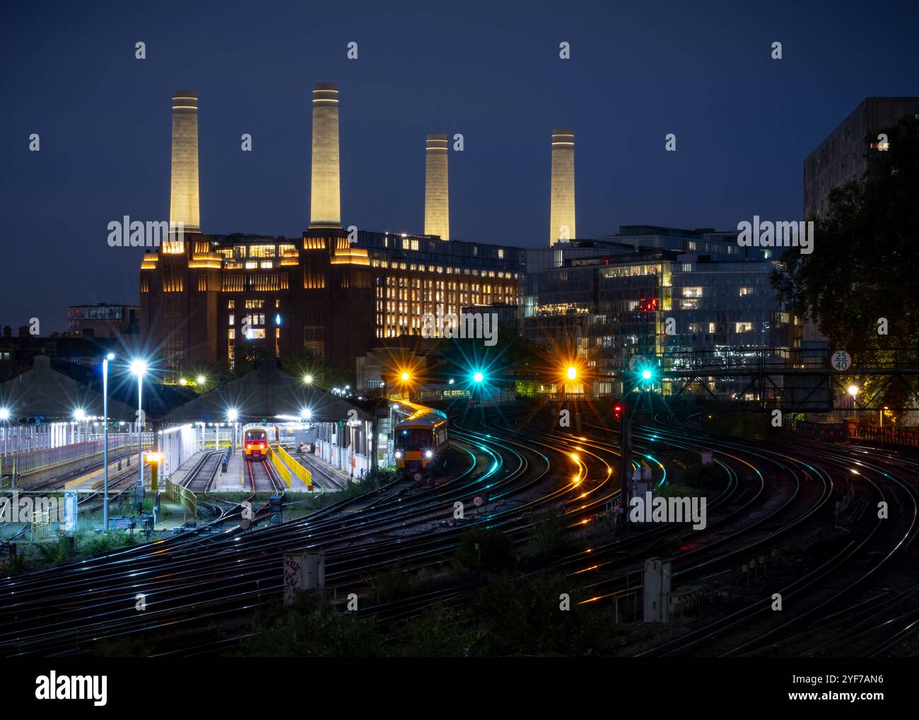 Railway at Night in London Stock Photo - Alamy