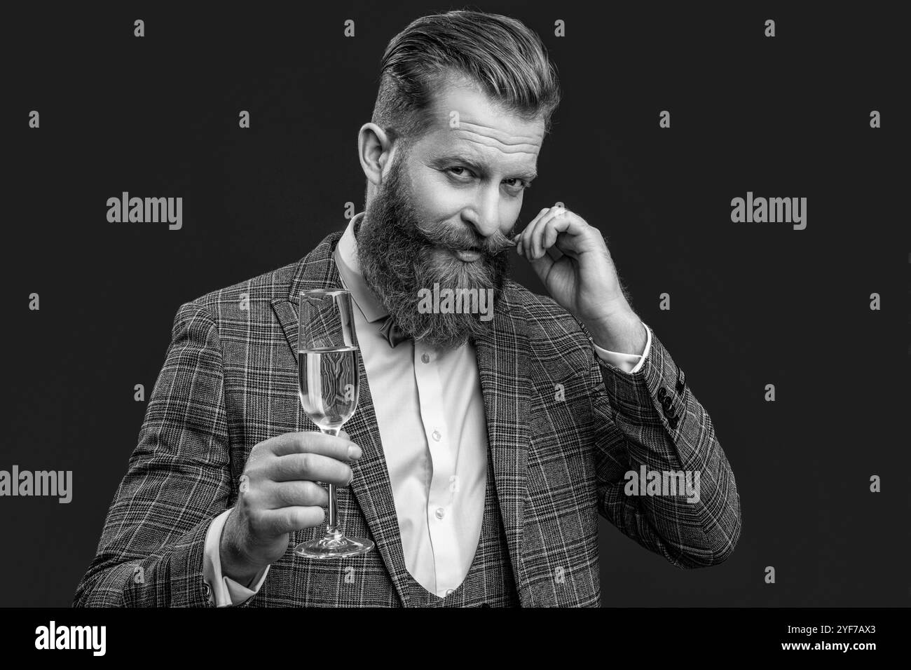 caucasian tuxedo man cheering and celebrate in studio. tuxedo man ...