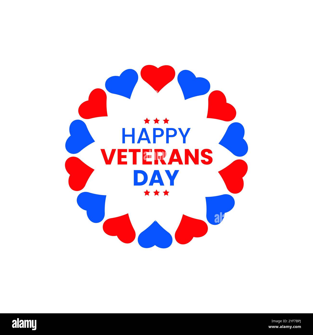 Happy Veterans Day Typography with stars and Hearts rounded circle ...