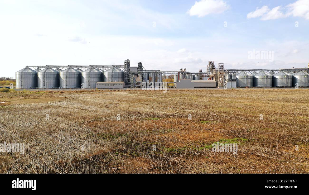 Elevator in the field. Rural elevator on the field in Russia. Wheat ...